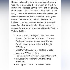 Hallmark | Holiday | Hallmark Wwe John Cena Ornament 06lbs | Poshmark